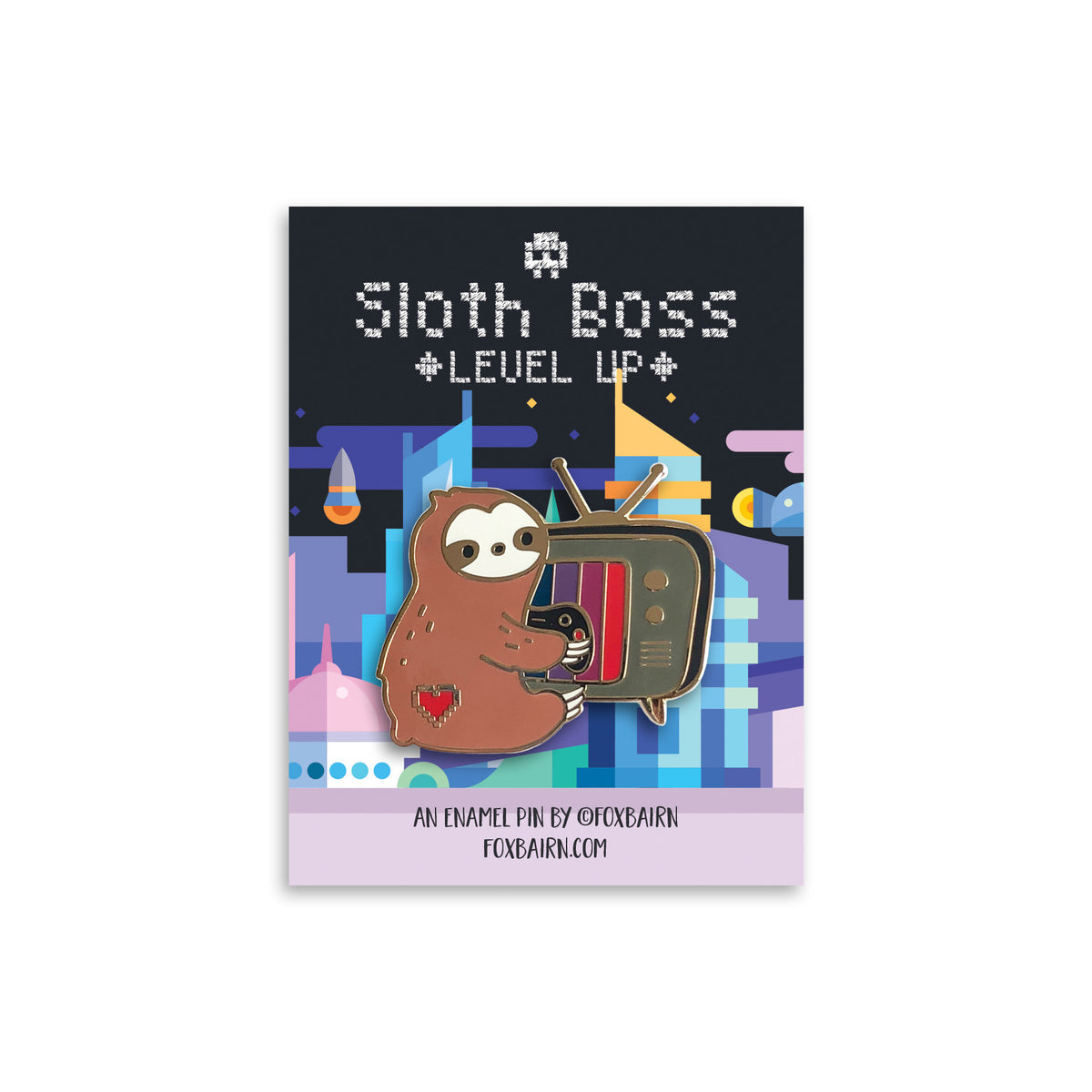 Level Up Sloth Boss Enamel Lapel Pin for Gamers or DnD Tabletop – Foxbairn